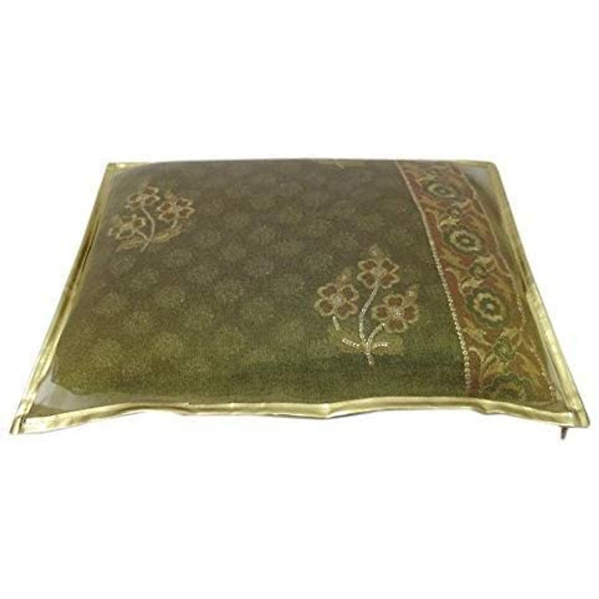 DESI PITAARA Set of 10 Pc Transparent Saree Covers/Saree Bags/Storage Bags/Clothes Covers with Stainless Steel Zip Lock Combo (Suitable for Single Saree Pack) (Golden)