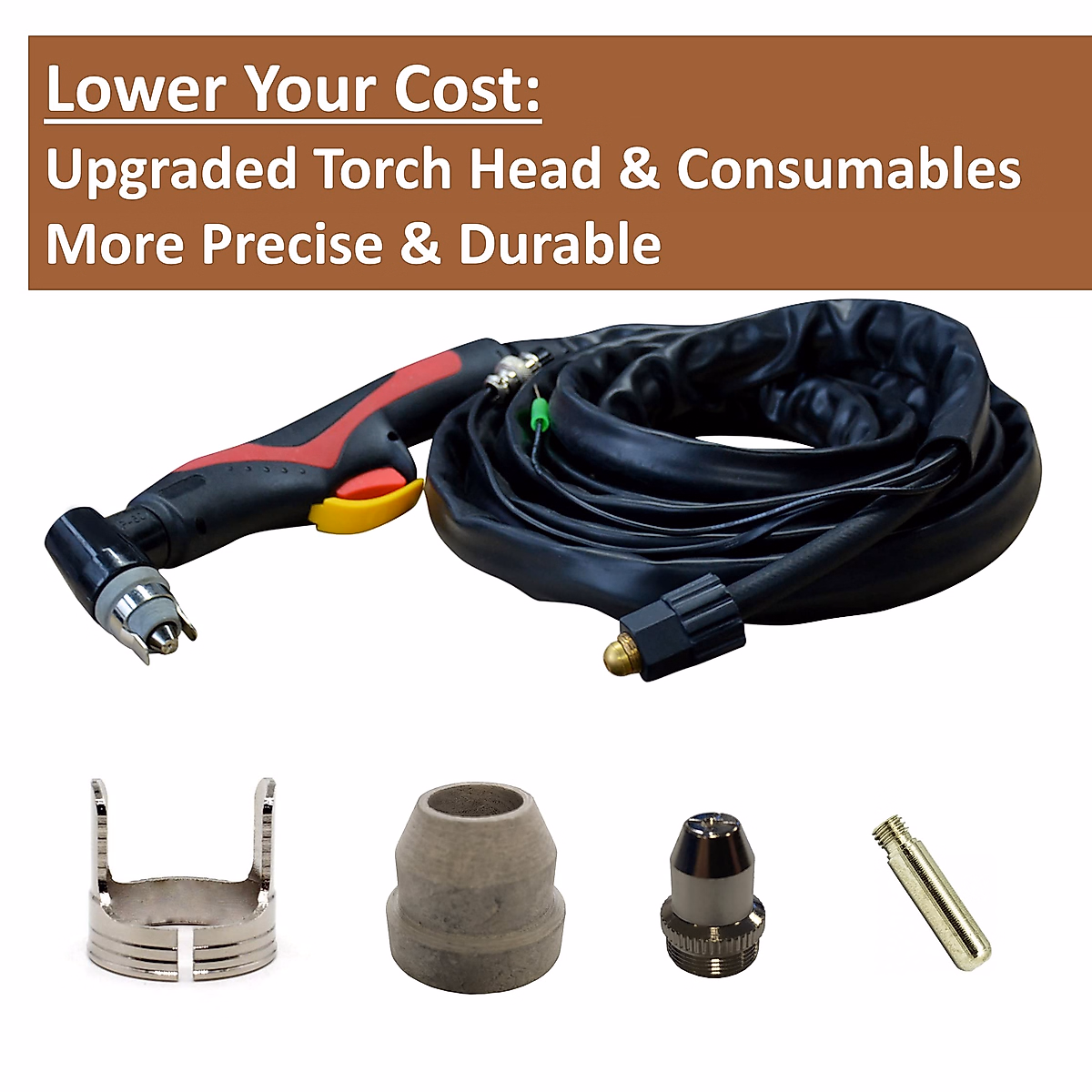 LOTOS LTP5000D Plasma Cutter, 2024 Upgraded 5/8" 16mm Clean Cut 3/4" 20mm Severance Cut 50A Non-Touch Pilot Arc Plasma Metal Cutter Machine, Plasma Cutting Equipment, Dual Voltage 120V or 240V, Brown