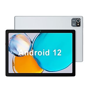 Mouikei 10 inch Tablet Android 12 Tablets, Quad-Core Tablet PC, 32GB ROM 128GB Expand, 1280x800 HD Touch Screen, 5000mAh, Dual Speaker, Bluetooth, WiFi, Dual Camera, GPS, Silver