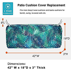 NettyPro Outdoor Bench/Swing Cushion Slip Cover 42 x 18 x 3 Inch, Water Resisitant UV Protection Patio Furniture Loveseat Cushion Cover with Zipper, Replacement Cover Only