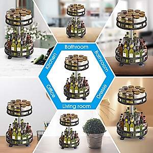 2 Tier Turntable Organizer, 360 Degree Rotating Turntable 9 "Non-Skid Rotating Tissue Storage Container, Bathroom, Kitchen, cabinets, Pantry, countertop Organizer…