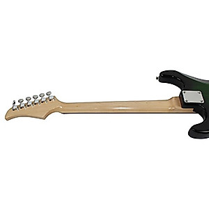 Stedman Pro EG39-TGRB-10W Beginner Series Electric Guitar with Case, Strap, Cable, Capo, Picks, Electronic Tuner, String Winder and Polish Cloth, 10W Amp, Transparent Green/Black Picguard