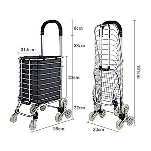 Collapsible Folding Wagon, Folding Shopping Cart Grocery Utility,Elderly Travel Trolley,Lightweight Stair Climbing Cart with Rolling Swivel Wheels and