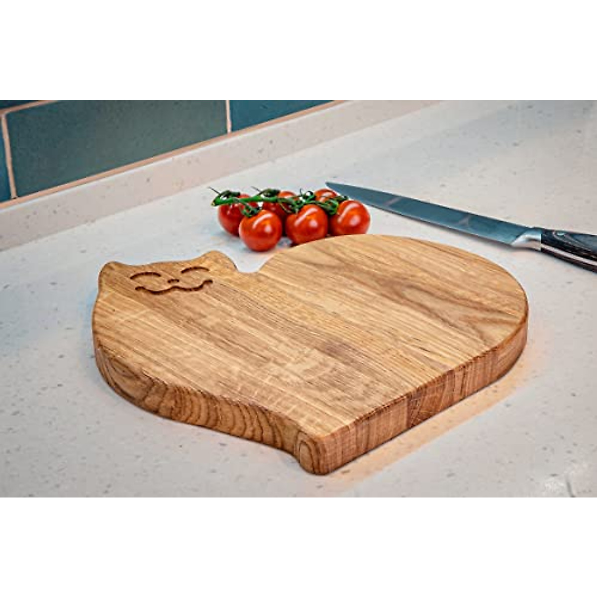 COOKAREA inspo, Heart Cat Premium Oak Cutting Board for Kitchen, Reversible, Serving board for Charcuterie, Vegetables and Meat, 10" x 10" x 1" (Oak, Natural)