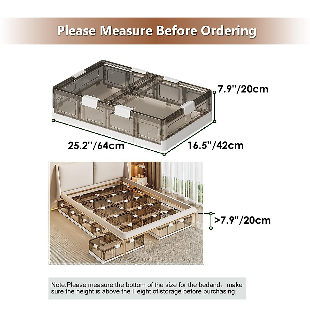 SIRIRIC Under Bed Storage with Wheels, Plastic Under Bed Storage Drawer, Stackable Under Bed Storage Bins With Lids, Closet Organizers and Storage For Bedroom, Clothes, Shoes, Blankets 7.9in High