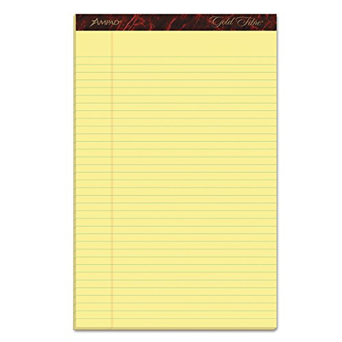 Ampad Gold Fibre Writing Pads, 8-1/2" x 14", Legal Rule, Canary Paper, 50 Sheets, 12 Pack (20-030R)