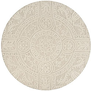 SAFAVIEH Blossom Collection 6' Round Light Grey/Ivory BLM109F Handmade Premium Wool Area Rug