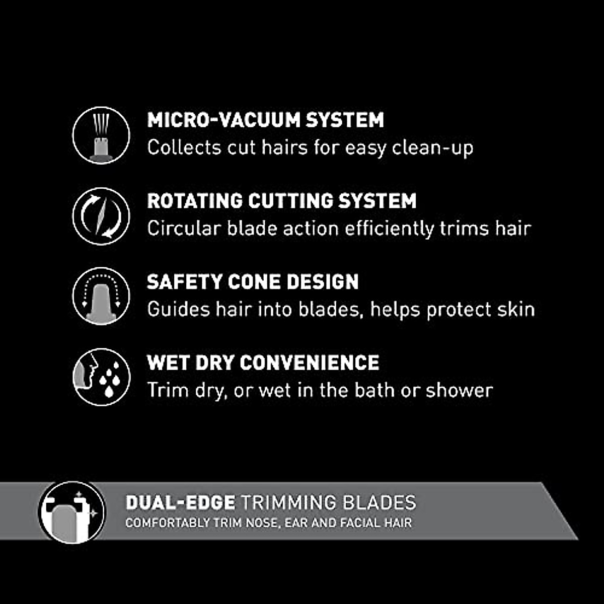 Panasonic ER430K Nose, Ear and Facial Hair Trimmer Wet/Dry with Vacuum Cleaning System