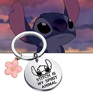 FAADBUK Funny Cartoon Movie Fans Keychain Cartoon Lover Inspired Gift Hibiscus Flower Charm Jewelry(Spirit Animal Oh❀na K-S)