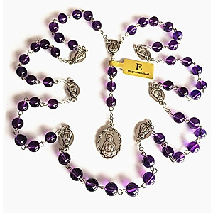 elegantmedical HANDMADE Valuable Amethyst Bead 7 SEVEN SORROWS MARY ROSARY BEADS CATHOLIC NECKLACE Box
