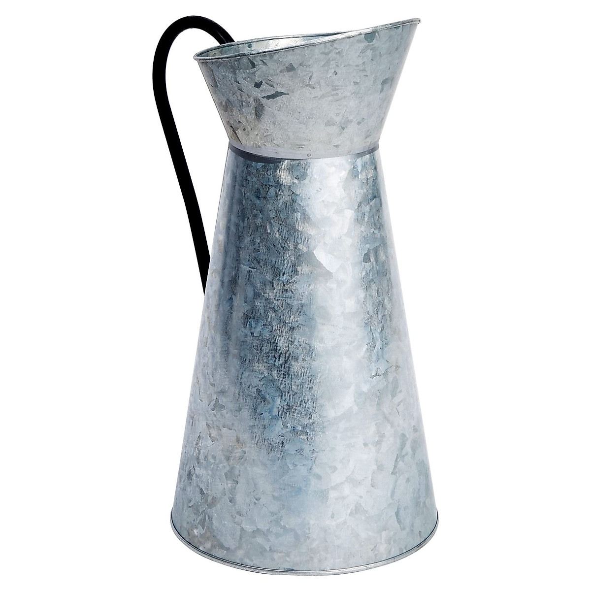 Juvale Rustic-Style Galvanized Vase with Handle, Metal Flower Vase for Farmhouse-Style Home Decor, Table Centerpieces, & Decorative Flowers Arrangements - Vase 12 Inch Tall - Metal Pitcher Vase