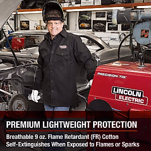 Lincoln Electric Welding Shirt | Premium Flame Resistant (FR) Cotton | Custom Fit | Black | Medium | K3113-M