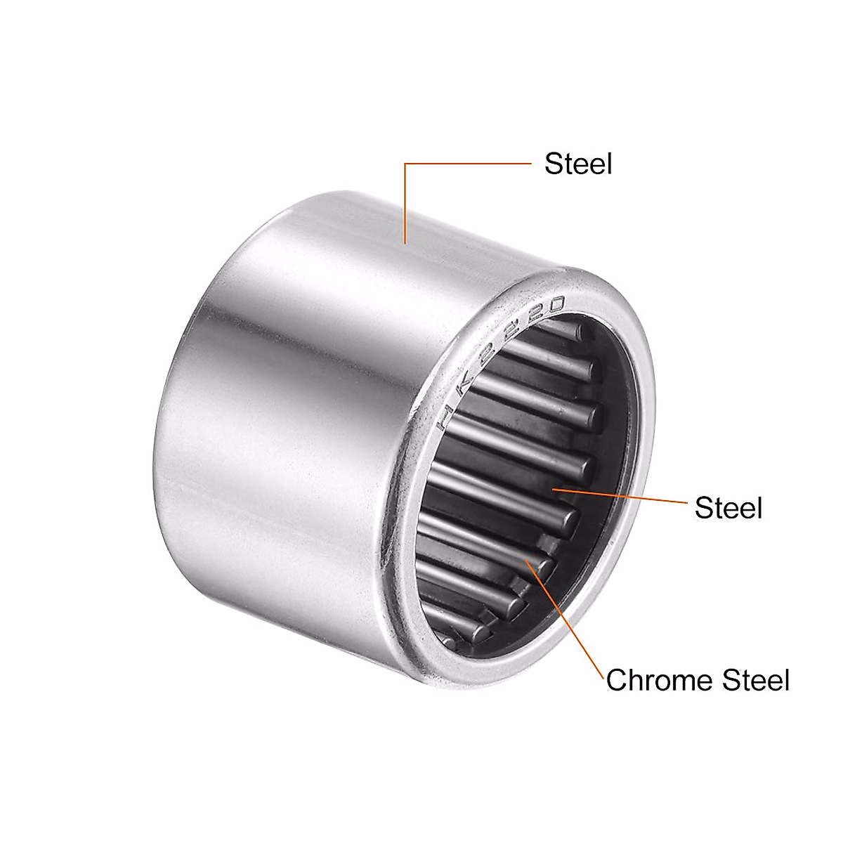 uxcell HK2220 Needle Roller Bearings 22mm Bore 28mm OD 20mm Width Chrome Steel Open End