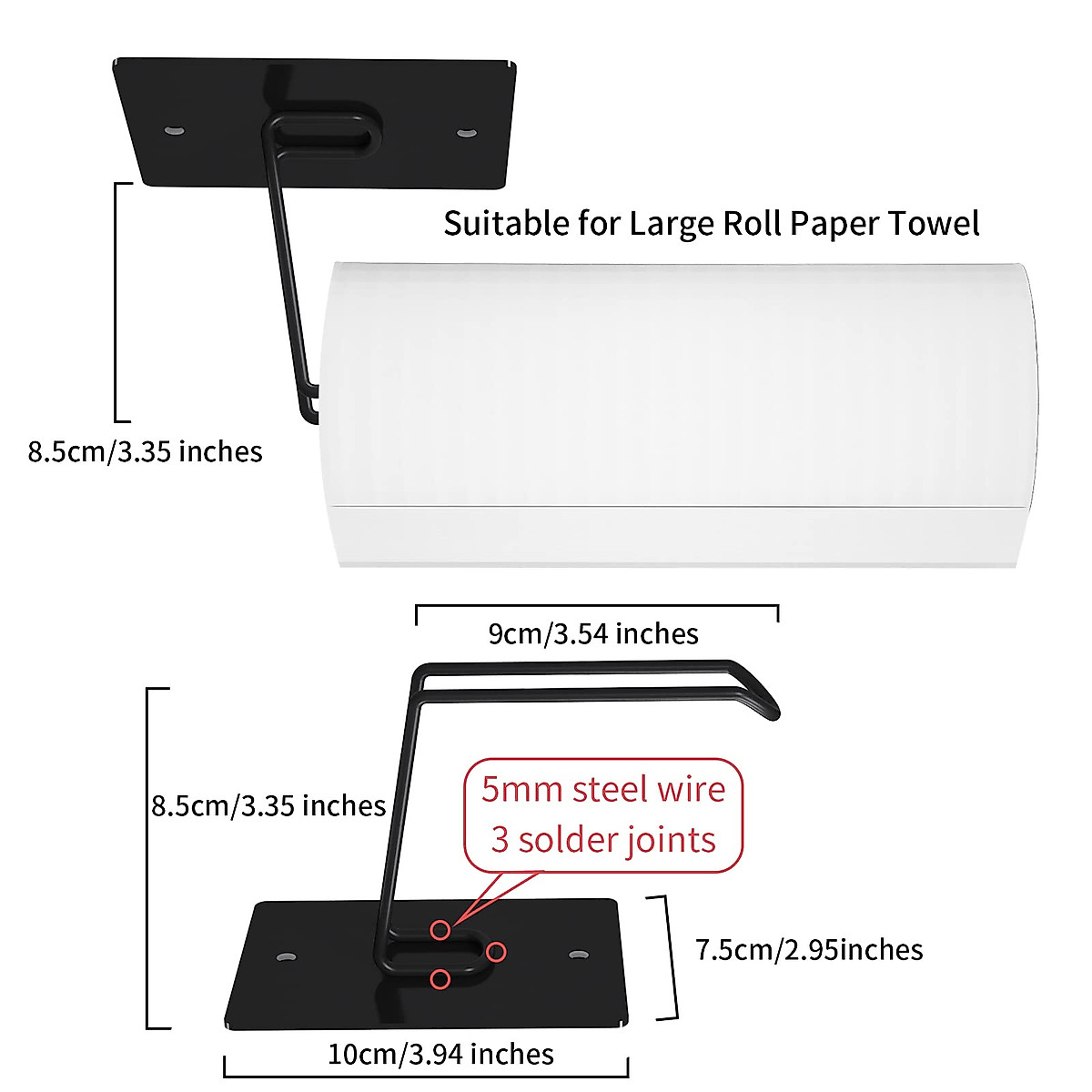 YJSMO Magnetic Paper Towel Holder for Refrigerator,Wall Mount Towel Rack Magnetic Towel Bar Multi Function Made of Iron,Used for Kitchen (White)