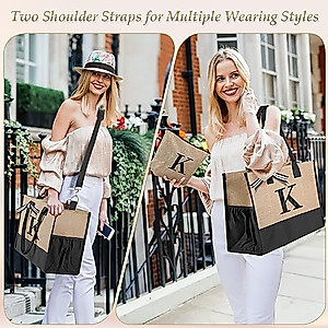 TRSODD Christmas Gifts for Women, Gifts for Women, Gifts for Mom, Mom Gifts, Christmas Gifts for Mom, Ju-te Straw Tote Bag with Shoulder Strap and Makeup Bag S