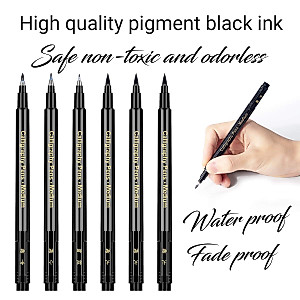 AKARUED Calligraphy Pens kits for Beginners - 6 Pack Calligraphy Pen, Modern Caligraphy Brush Pen Set for Writing, Journaling, Drawing, Letter for Adults, Markers, Hand Lettering Pens, Back To School
