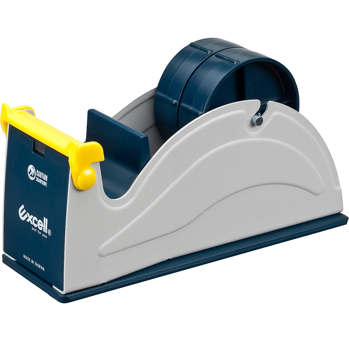 Excell ET-227 Blue/Grey Premium Twin-Roll Steel Desk Top Dispenser: 2 in. Wide (3 in. core)