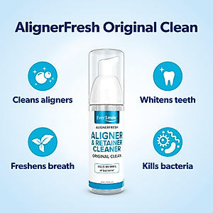 EverSmile AlignerFresh Original Clean Foam – Cleaner Compatible w/Invisalign and All Clear Aligners & Retainers – Eliminates Bacteria, Whitens Teeth, Fights Bad Breath – 50ml (2 Pack)