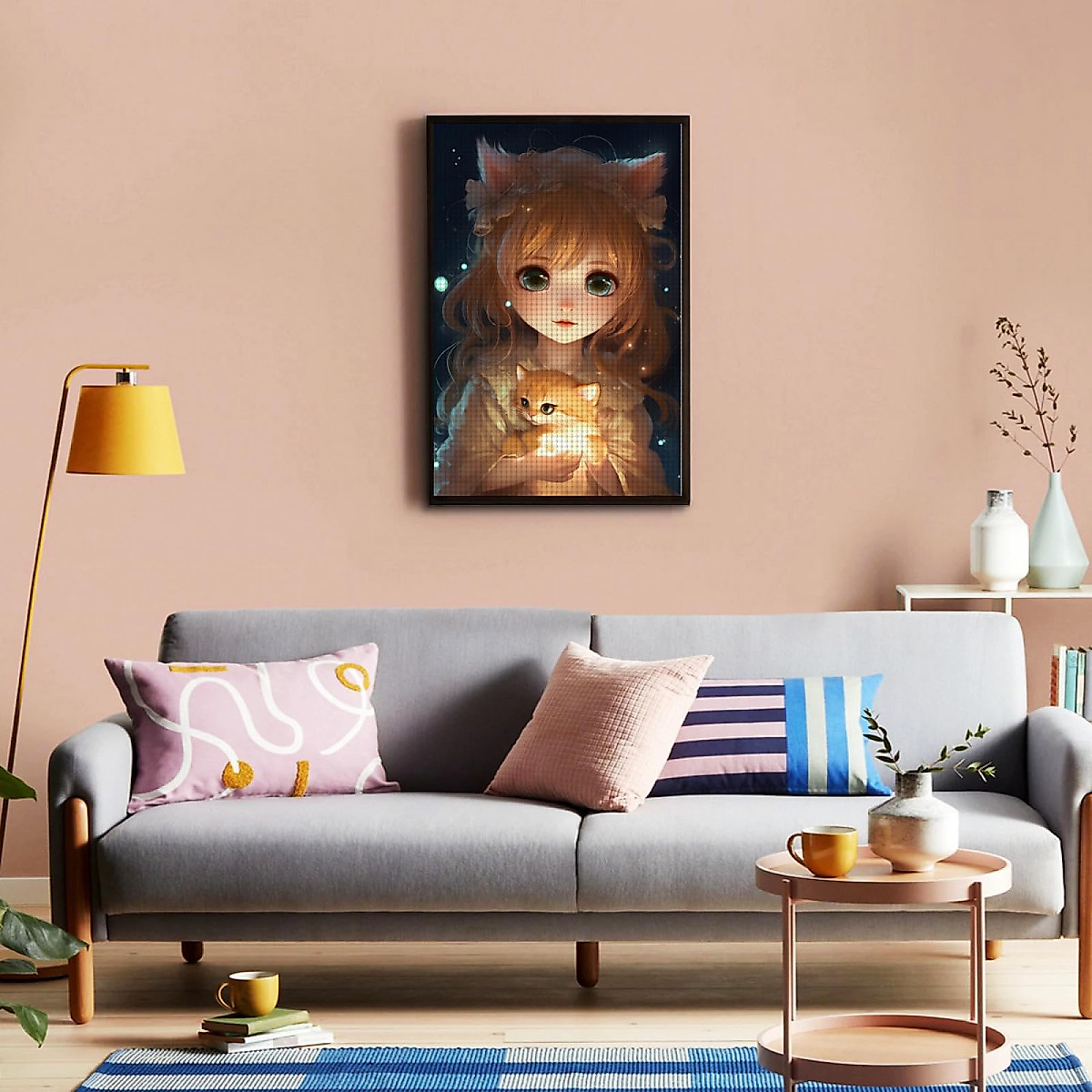 Cat Diamond Painting Kit - Diamond Art for Adults Beginners A Big Eyed Furry Kitten - 5D Diamond Painting Kit for Adults Home Wall Decor and Gifts (8x12inch)