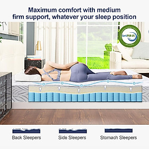 TMEOSK Queen Size Mattress, 10 inch Gel Memory Foam Mattress, Cooling Gel Infused Mattress Bed in a Box, Medium Firm Feel with Motion Isolating (Queen)