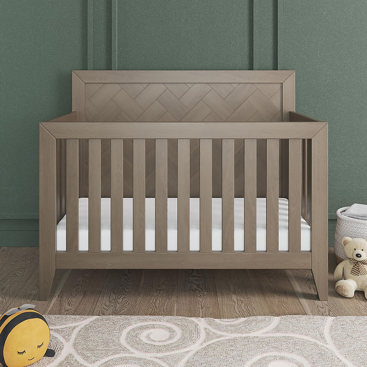 Child Craft Kieran 4-in-1 Convertible Crib, Baby Crib Converts to Day Bed, Toddler Bed and Full Size Bed, 3 Adjustable Mattress Positions, Non-Toxic, Baby Safe Finish (Crescent Gray)