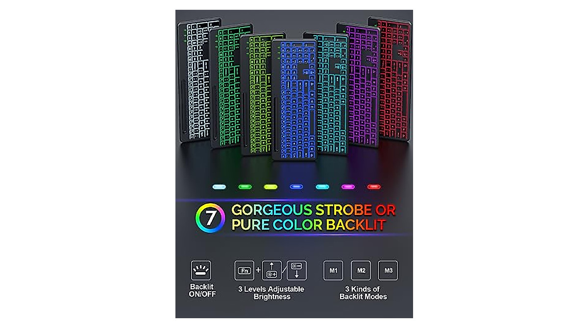 Wireless Keyboard And Mouse With 15 Backlit Effects Rechargeable Keyboard Mouse Combo With