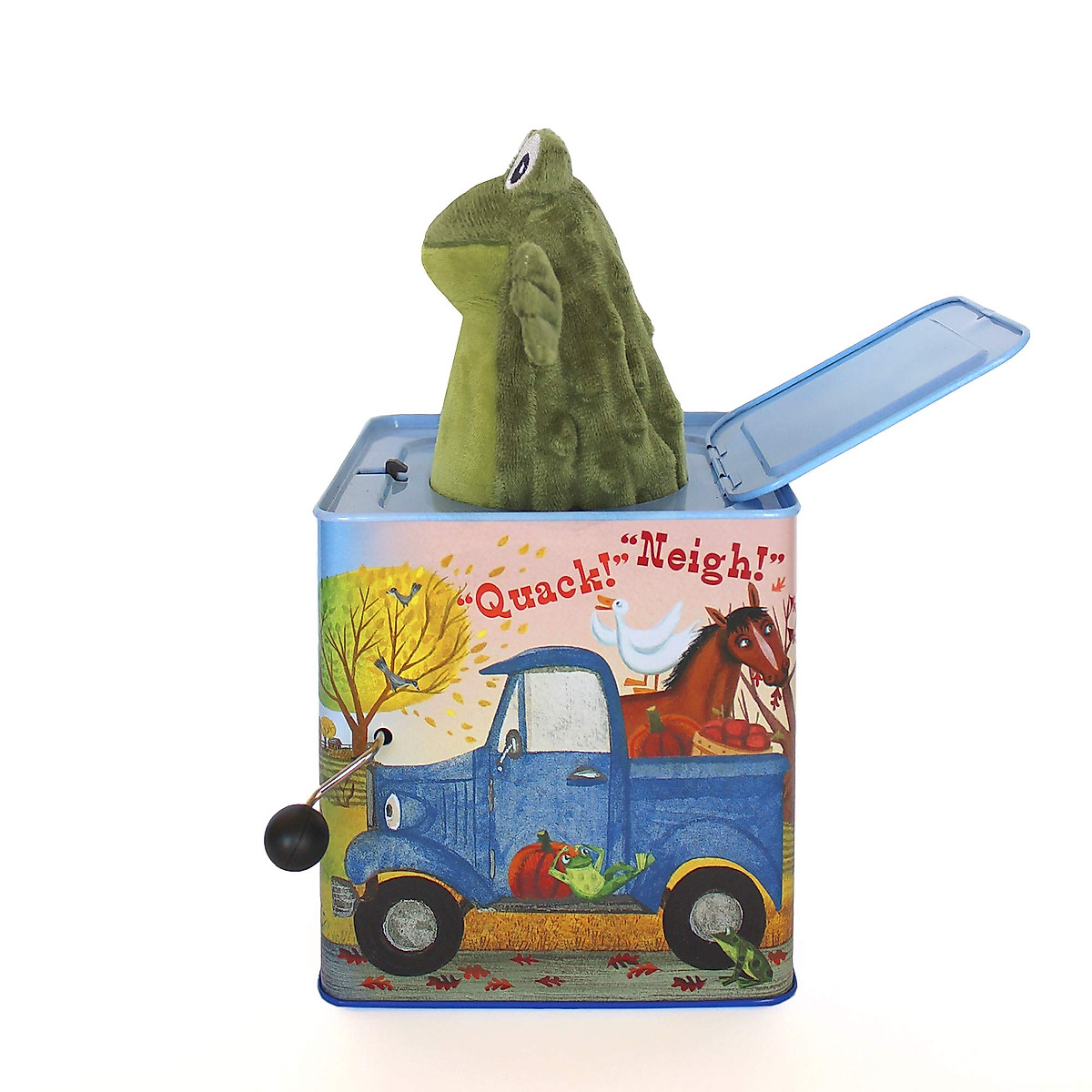 YOTTOY Contemporary Collection | Little Blue Truck Jack-in-The-Box Infant Plush Toy with Music