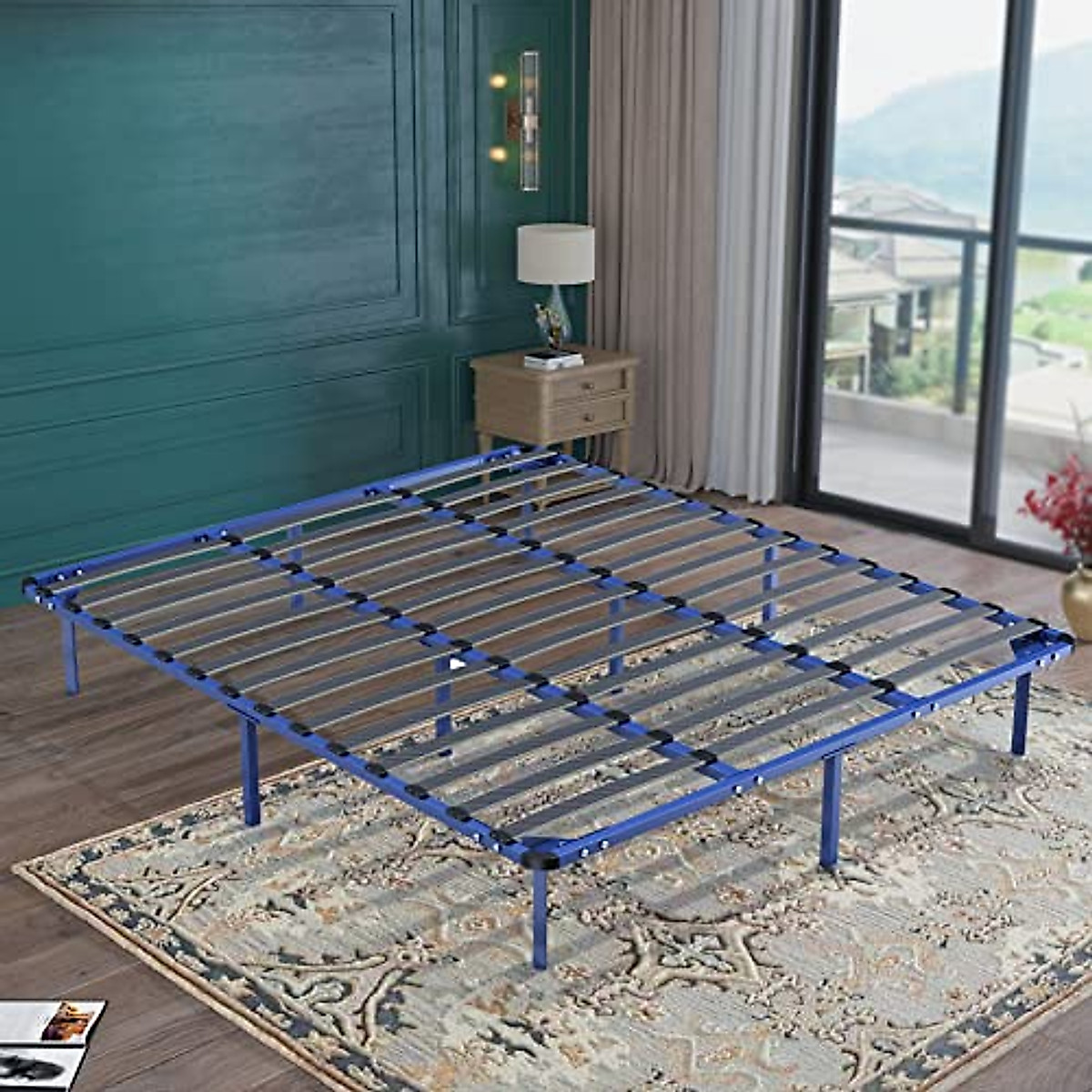 Nazhura Bed Frame King Size Platform Heavy Duty Synthetic Slat Support Mattress Foundation,14 Inch Height No Box Spring Needed Support 1000 LB