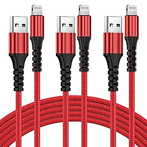 iPhone Charger Cable 3 Pack 10Ft, [ Apple MFi Certified ] 10 Foot Lightning Cable, Nylon Braided iPhone Cable Fast iPhone Charging Cord Compatible iPhone 13/12/11 Pro/11/XS MAX/XR/8/7/6s/6/5S/SE iPad
