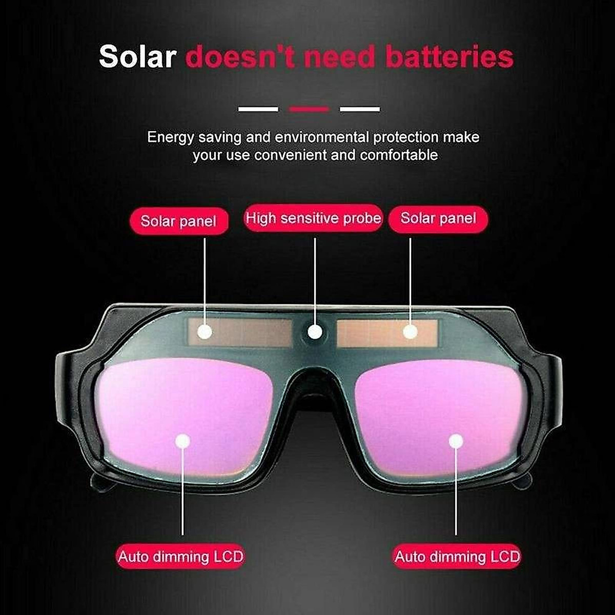 Auto Darkening Welding Goggle Solar Eye Protective Block Slag PC Glasses for Welder Soldering Filter Harmful Light