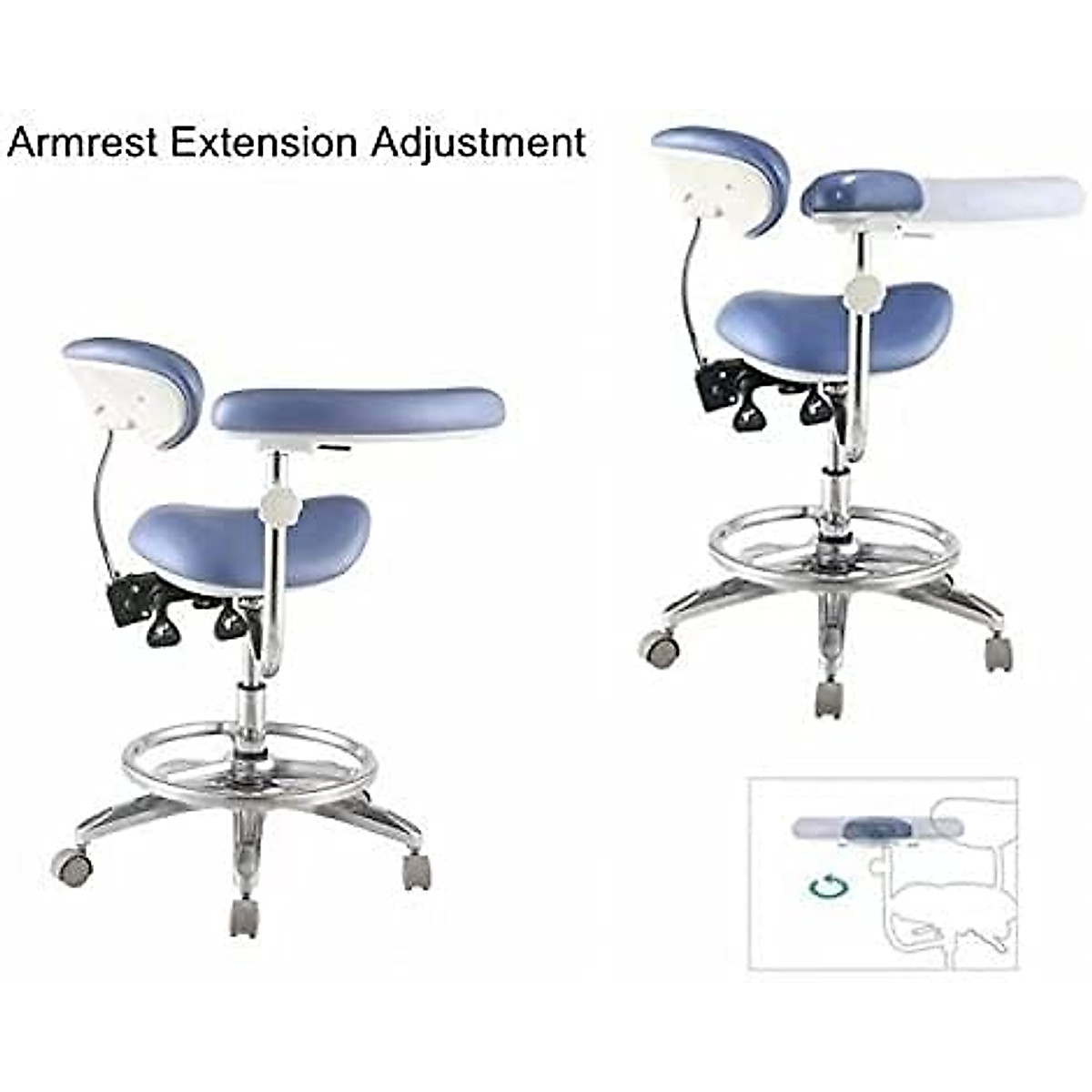 Deluxe Dental Saddle Chair Medical Stool PU Leather High Density Height Adjustable
