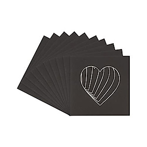 CountryArtHouse Black Acid Free 12x12 Heart Picture Frame Mat with White Core Bevel Cut for 8x8 Pictures - Fits 12x12 Frame - Pack of 10 Matboards