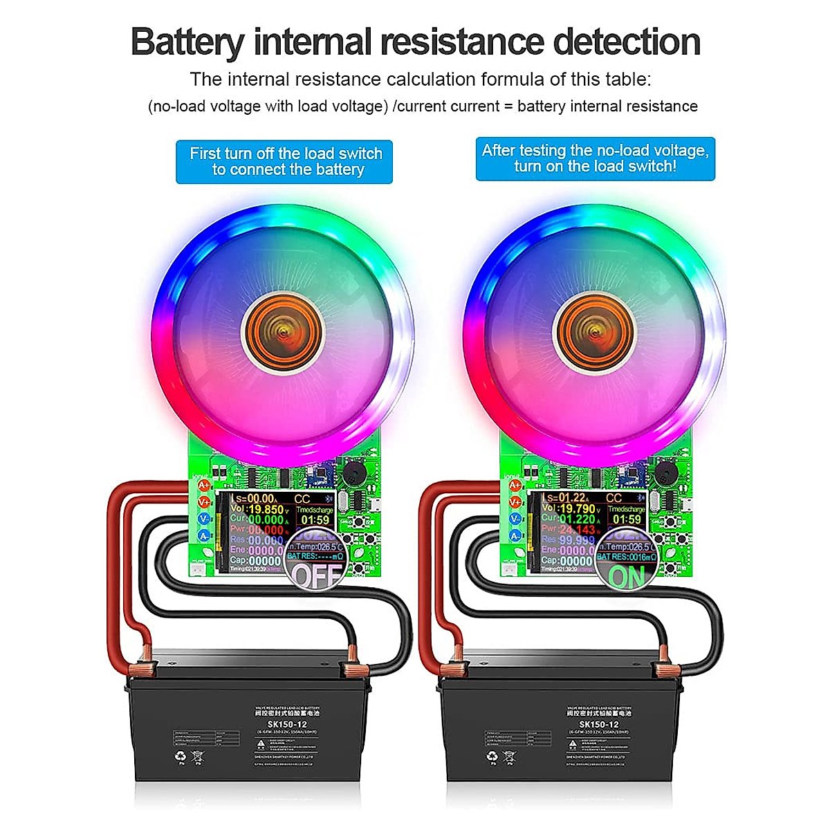 180W Electronic Load Tester 2.4 inch DC Tester APP Electronic Adjustment Constant Load Lithium 4-Wire Battery Capacity Monitor Discharge Charge Power Meter Supply Checker