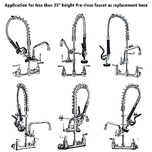 TBER Flexible Stainless Pre Rinse Hose Replacement Kit for All Brand Commercial Kitchen Sink Faucet with 7/8-20 UNEF Ends, 18” Dishwasher Hose Better for Less Than 25” Height Pre-Rinse Faucet
