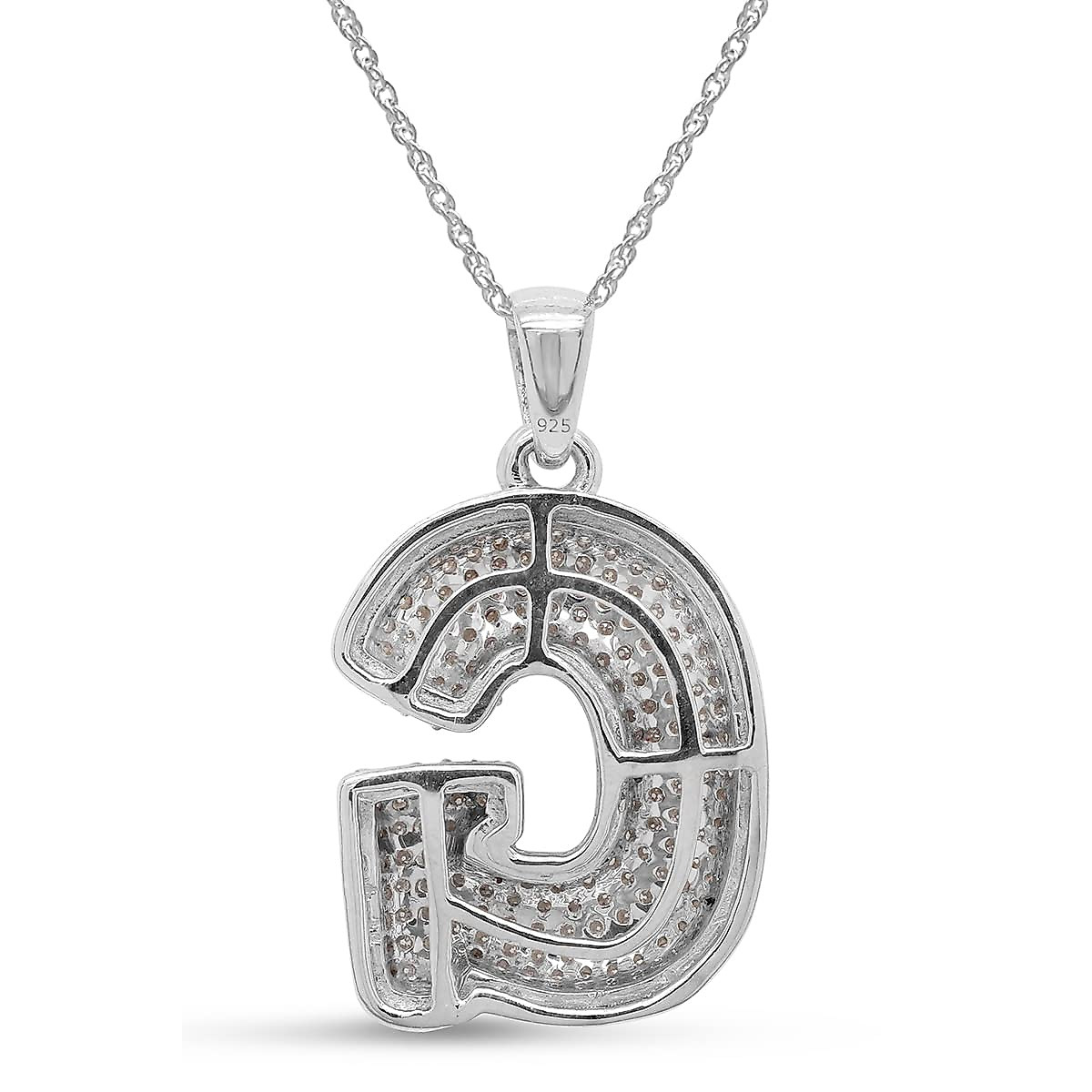 SAVEARTH DIAMONDS 1 1/8 Carat Round Cut Lab Created Moissanite Diamond Initial Bubble Letter G Pendant Necklace In 14k White Gold Over Sterling Silver With 18" Chain (VVS1, 1.13 Cttw)
