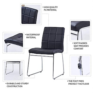 Dining Chairs Set of 2 Modern Kitchen Chair Faux Leather Indoor Chair for Living Room,Restaurant,Meeting Room,Bedroom (Black-C, 2 Chairs)