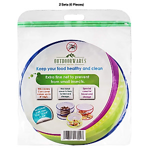 Outdoorwares 6 Pop Up Food Cover Protectors Set | Fine Mesh Screen, Bottomless & Collapsible Design with Handles | Keep Bugs, Insects & Flies Away | for Picnics, Outdoor Fiestas, BBQ, Camping & More