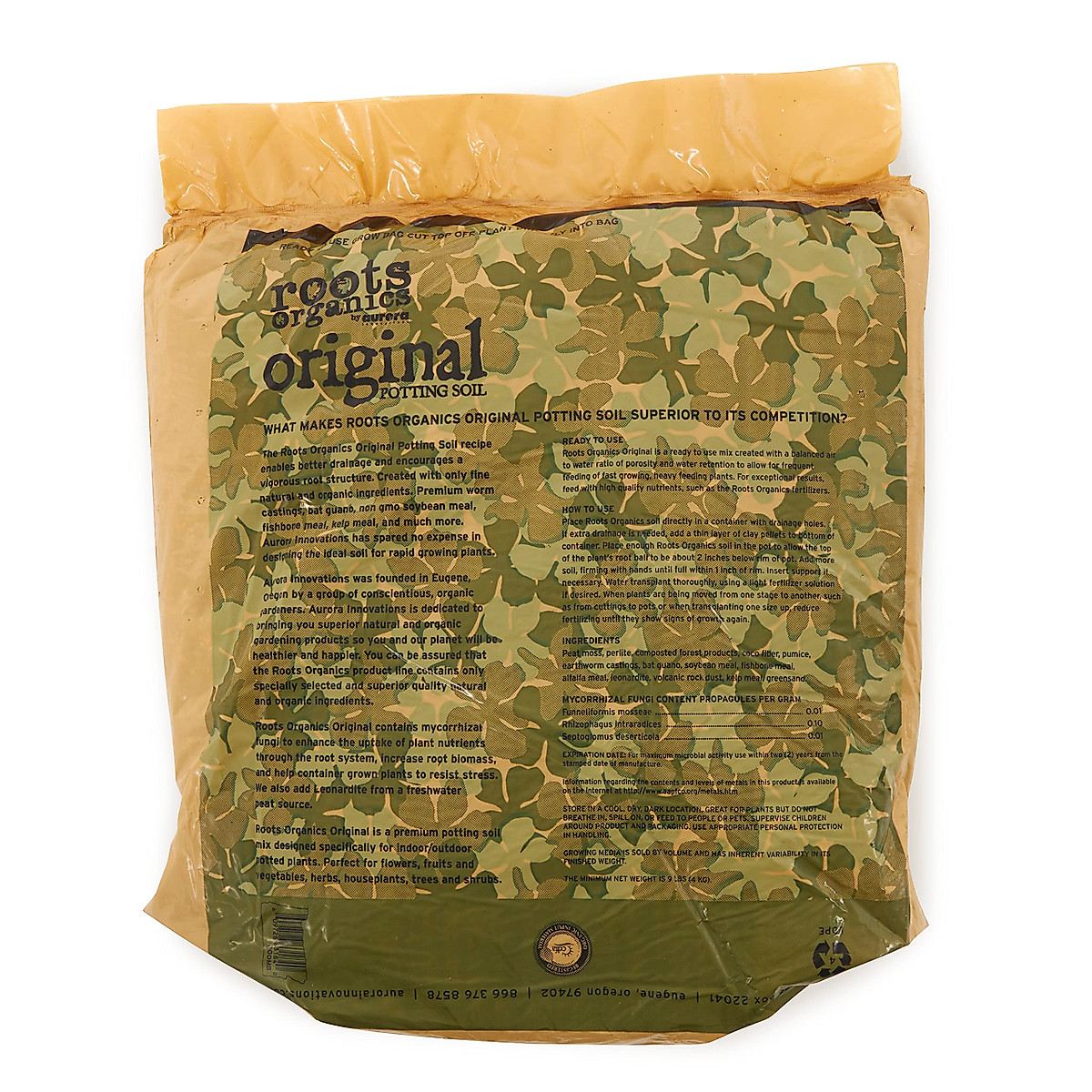 Roots Organics ROD75 Hydroponic Gardening Ready-to-Grow Coco Fiber-Based Potting Soil, 0.75 cu ft/5.6 gal for Plants