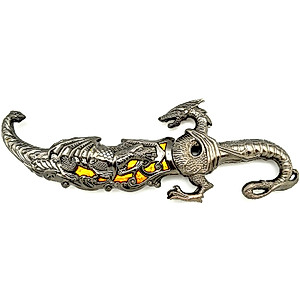 10" Dragon Fantasy Sword Dagger Stainless Steel Fixed Blade Knife Gothic Collectible Gold