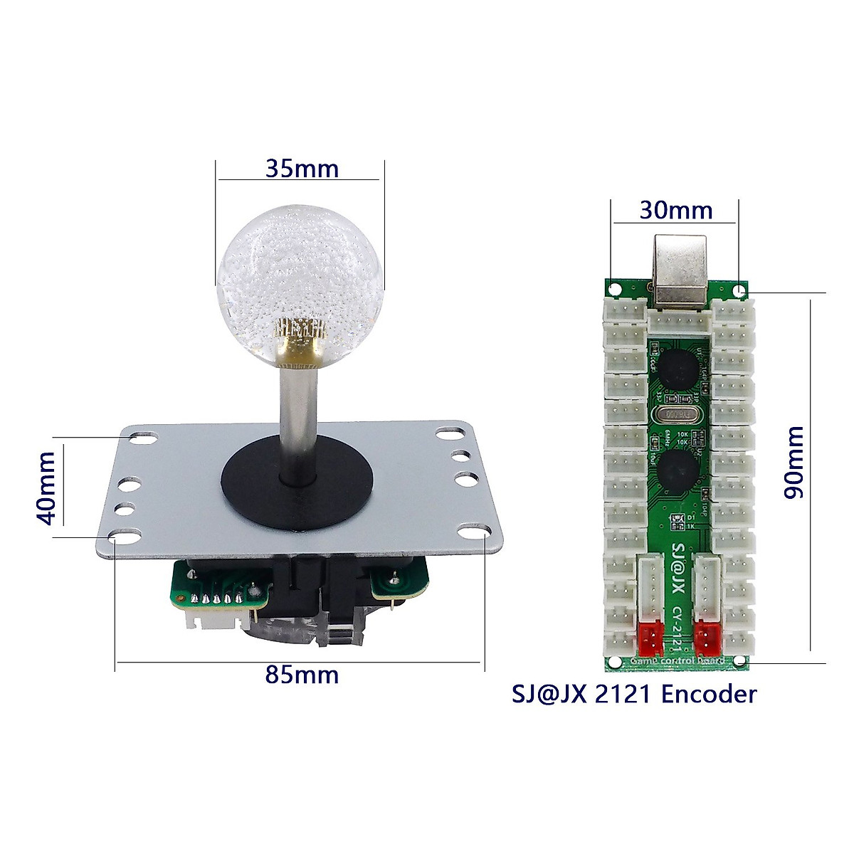SJ@JX 2 Player Arcade Game LED DIY Kit LED Button Zero Delay USB Encoder Mechanical Keyboard Switch for PC Raspberry Pi Arcade Fight Joystick Xbox Style Color LED