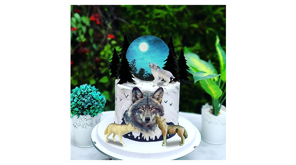 Wolf Cake Topper Set for Parties - 13 PCS Decor