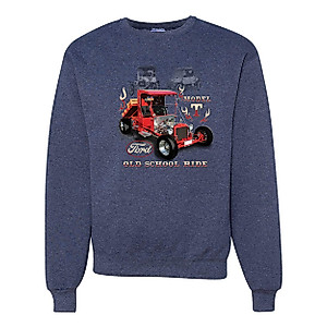 Wild Bobby Ford Model T Roadster 1923 Old School Ride Classic Vintage Cars and Trucks Unisex Crewneck Graphic Sweatshirt, Vintage Heather Navy, XX-Large