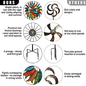 aboxoo 360 Wind Spinner,Extra Large Wind Spinners 22.8in Outdoor Clearance Metal Kinetic Spinners with Strong Wind Resistance,Garden Windmill for Yard and Garden Lawn