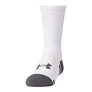 Under Armour Kids' Standard Resistor 3.0 Crew Socks, Multipairs, White/Graphite (6-Pairs), Small