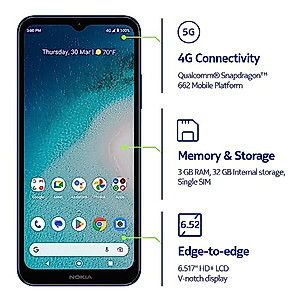 Nokia C300 | Verizon, T-Mobile, AT&T | Android 12 | Unlocked Smartphone | 3-Day Battery | US Version | 3/32GB | 6.52-Inch Screen | 13MP Triple Camera | Ocean Blue