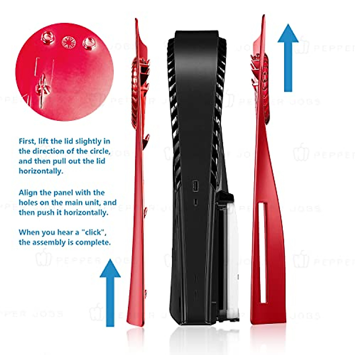 PEPPER JOBS Electroplating Red Vent Heat Console Cover Hard Shockproof Console Skin Case ABS Anti-Scratch Dustproof for Console Disc Edition