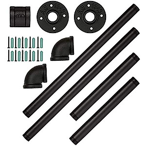 SERENITA Industrial Pipe Clothing Rack 37" Heavy Duty Black Iron Pipe Clothing Garment Hanging Rod Bars. Wall Mounted. Closet Laundy 1 Piece