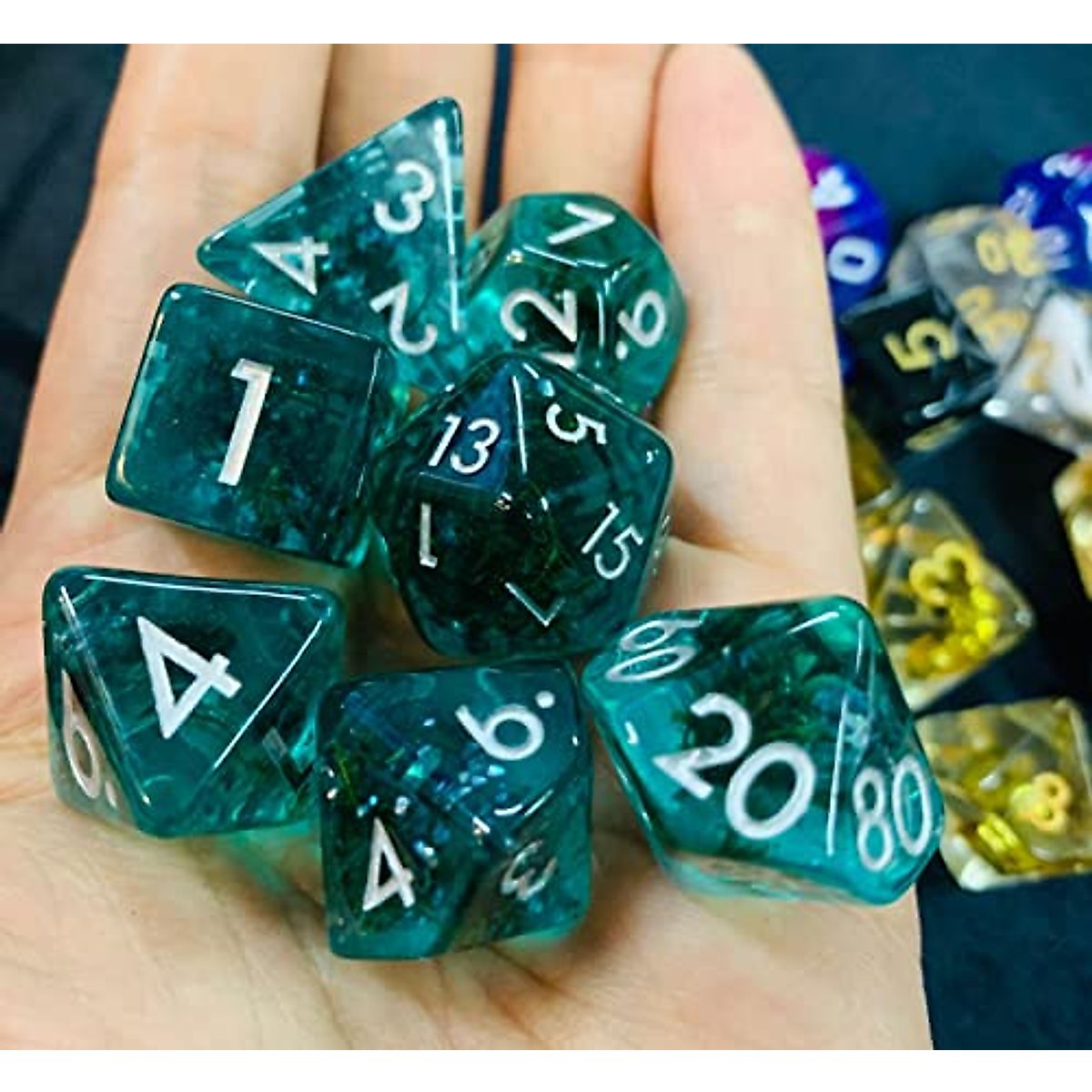 Ocean Moss Dice Set for DND - Unique Aquamarine Ocean Moss for Role Playing Games (RPG) - Detailed Stunning Textured Resin Polyhedral Dungeons and Dragons Dice Set for D&D, Pathfinder, and More