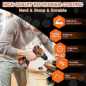 ENERTWIST 21 Pcs Titanium Twist Drill Bit Set,1/16"-1/2",135 Deg Tip High Speed Steel Drill Bit Kit for Metal/Steel/Wood/Cast Iron/Aluminum Alloy/Plastic/Fiberglass with Hard Storage