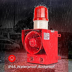 YASONG SLA-05B Model Industrial Alarm Siren, 0-130dB 12 Horn Tones Switchable, AC110V-120V 45W High Power for Noisy Environment Emergency Alarm Range of 100-150 Meters - Fire Tornado Alarm